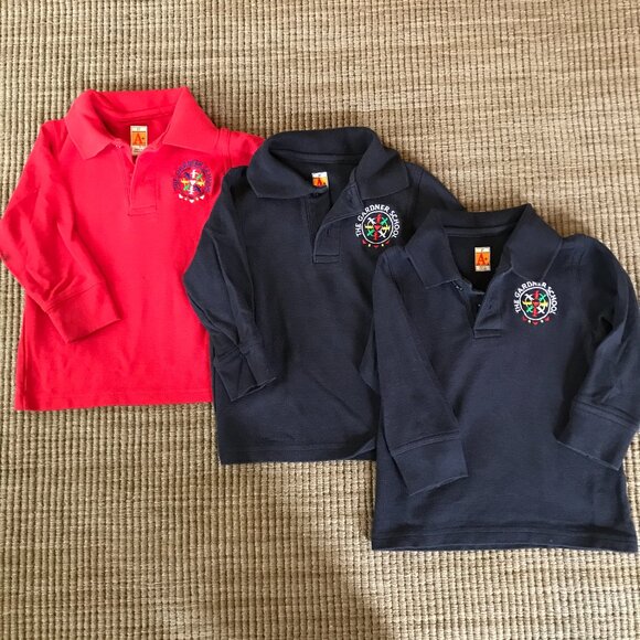 Shirts & Tops | Gardner School Uniform Long Sleeved Polos Red Navy ...